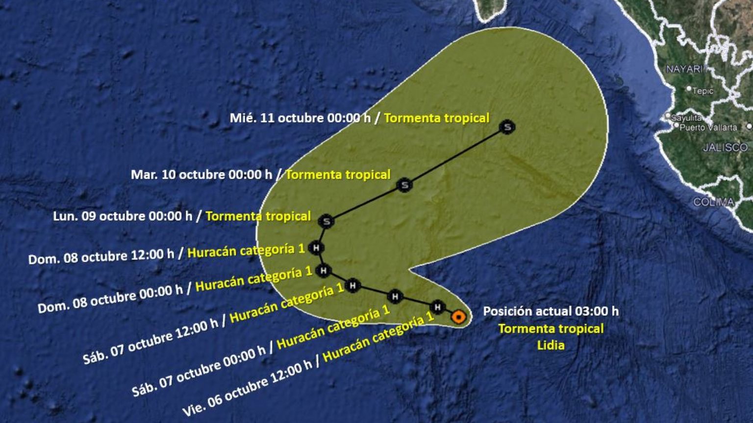 La tormenta Lidia se intensifica en el Pacífico, se prevé cambie su ...